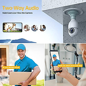 4 Pack Lightbulb Security Camera Wireless Outdoor, 1080P WiFi Light Socket Security Cameras Indoor, Lightbulb Camera WiFi Outdoor with Color Night Vision, Auto Motion Tracking, App Remote, 2-Way Talk