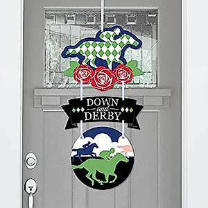 Big Dot of Happiness Kentucky Horse Derby - Hanging Porch Horse Race Party Outdoor Decorations - Front Door Decor - 3 Piece Sign