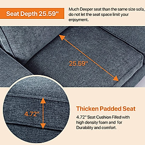 Luffield Chenille Loveseat Couch -71.3" Modern Design Sofa for Livingroom Clearance with Solid Wood, Metal Frame, Durable，Removable Back Cushion and Seat Cushion, Easy Cleaning(Blue)