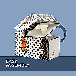 100 Pack Bulk Comic Book-Styled 20oz Mini Popcorn Boxes for Halloween, Movie Nights, Party Supplies (3.3 x 5.6 x 3.3 In)