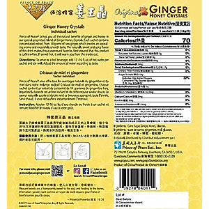 Prince of Peace Instant Ginger Honey Crystals, 30 ct Bags - 18 g Sachets, - PACK OF 4