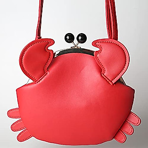 PTShadow Crab Shape Crossbody Shoulder Bag,Pu Leather Animal Purse for Women(Red)