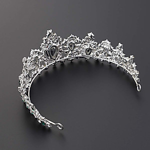 FRCOLOR Princess Crown for Women, Green Crystal Tiara Crown for Women, Rhinestone Queen Crowns Wedding Tiaras Crowns Headband for Birthday Halloween Party(Green)