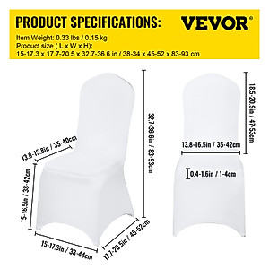 VEVOR 150 Pcs White Chair Covers Polyester Spandex Chair Cover Stretch Slipcovers for Wedding Party Dining Banquet Flat-Front Chair Cover
