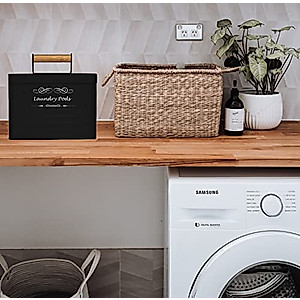 ELITAPRO Laundry Pods container Modern Farmhouse Laundry Pods Holder Metal Box Dispenser with Lid Laundry Room Decor and Accessories