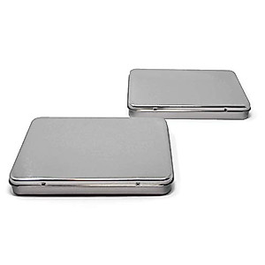 (2 Pack) Tin Container, Large (7.25" x 5.25" x 1") by Crafftin - Hinged, Metal Rectangular tins for Crafts, Survival Supplies, Kitchen Storage, and General Organization