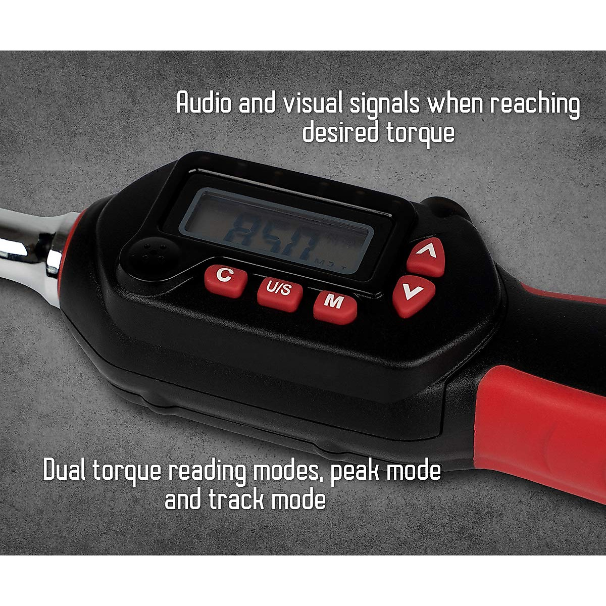 Tapha Tools 3/8 inch Digital Torque Wrench 3.1-62.7 ft-lbs (4.2-85 N-m) Torque Range, Accurate to ±2% Dual Direction, LED and Buzzer Notification, Preset Memory, ISO 6789, Calibrated (WP3N-T085BN)