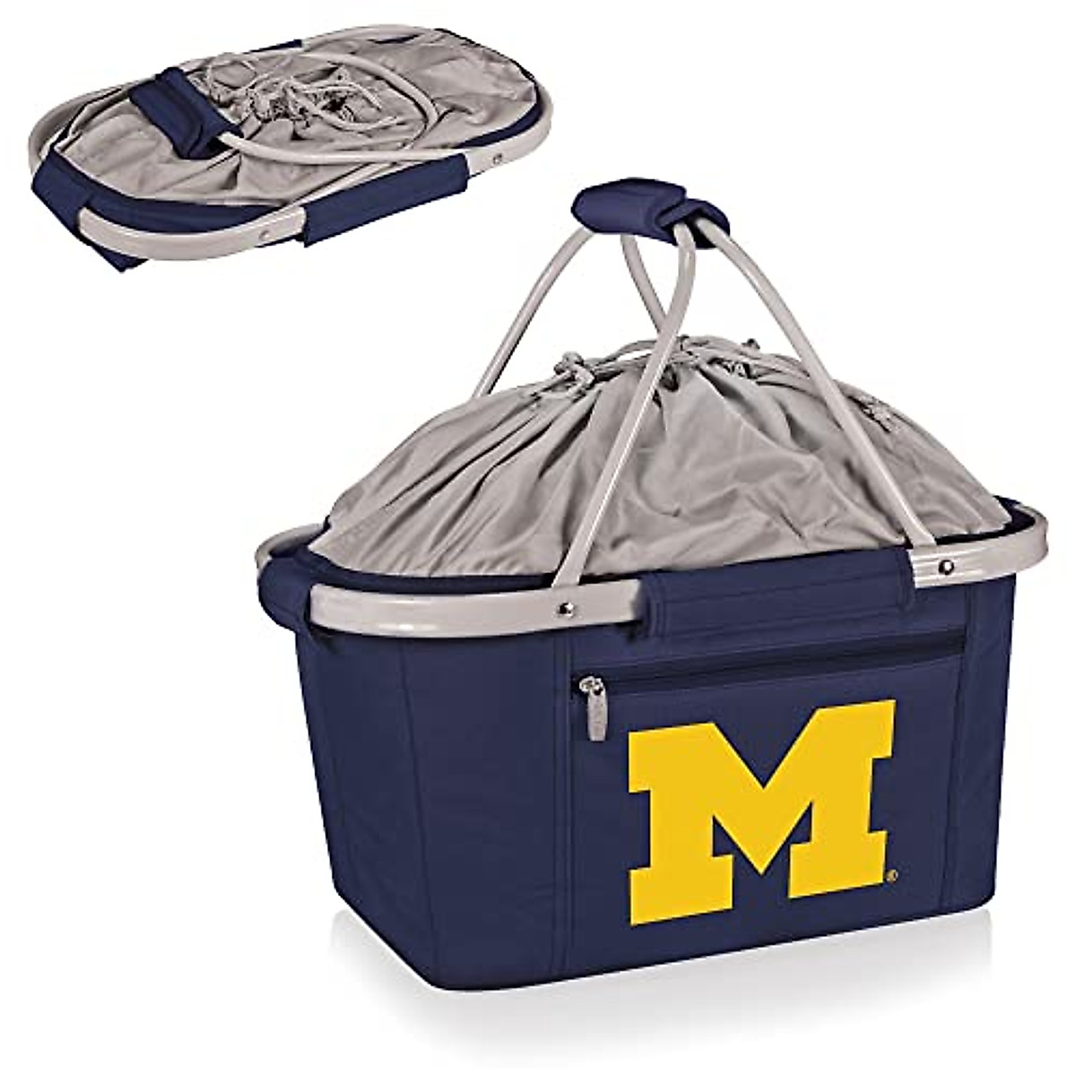 PICNIC TIME ONIVA - a Brand Michigan Wolverines - Metro Basket Collapsible Cooler Tote, (Navy Blue)