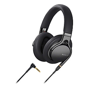 Sony MDR1AM2/B Premium Hi-Res Stereo Headphones with Heavy Bass Beat (Black) with Hardshell Protective Headphone Case and Brushed Aluminum Headphone Stand Bundle (3 Items)