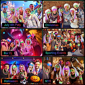 OLUPP Glow in the Dark Party Supplies, 264 PCS Light Up Party Favors with LED Glasses,Glow Sticks,Finger Lights,LED Hair Clips,Slingshot,Glasses Molds,Butterfly Bracelet for Glow Party,Raves,Birthday