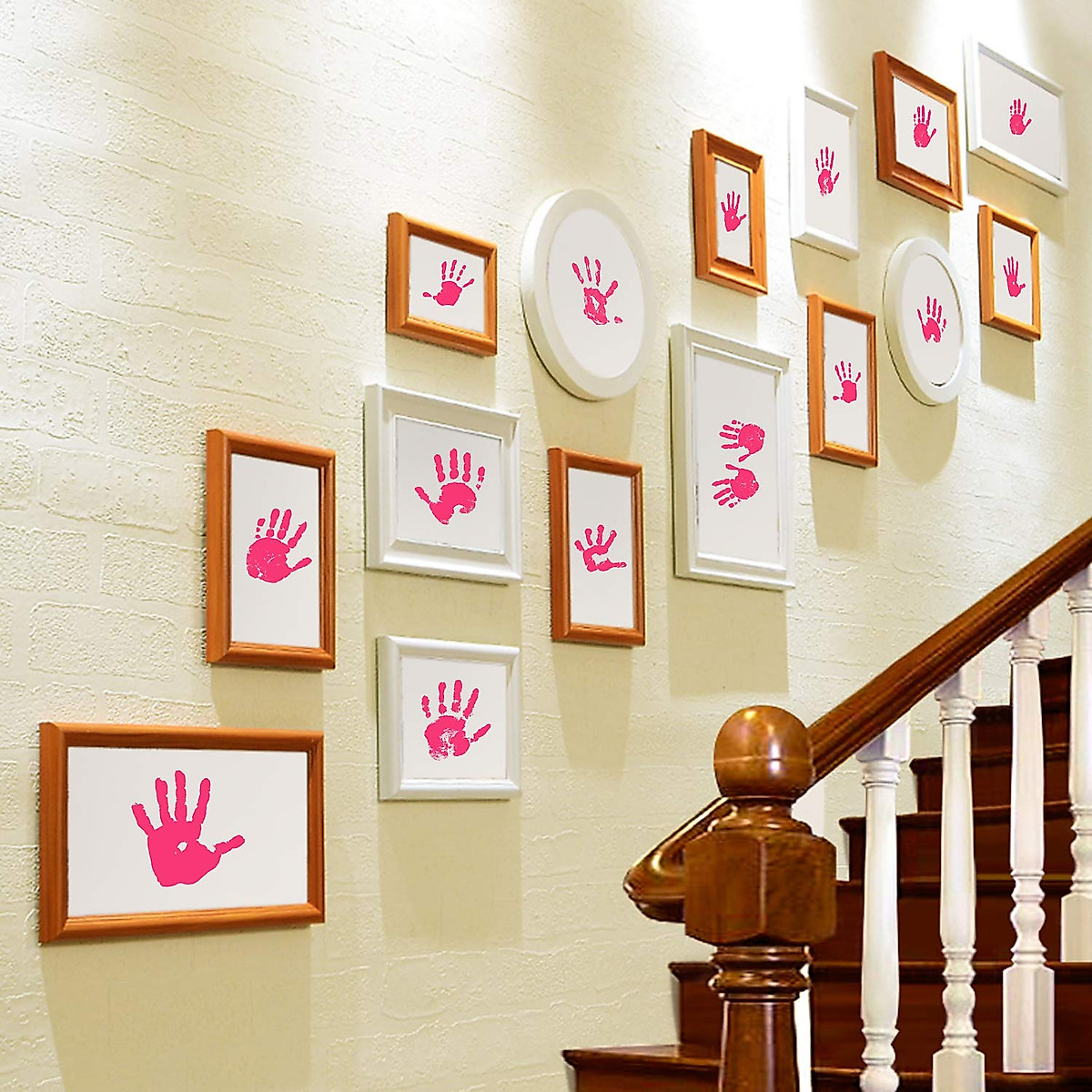 Ink Pad, 5x4'' Washable Non-Toxic Ink Stamp Pad for Baby Footprint Handprint, Pink