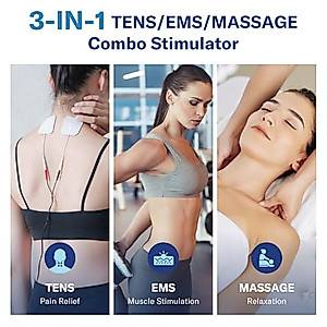 Alcedo TENS Unit + EMS Combination Machine Muscle Stimulator for Pain Relief, Electric Rechargeable Pulse Massager with 41 Modes for Back/Neck Pain Therapy, HSA FSA Eligible