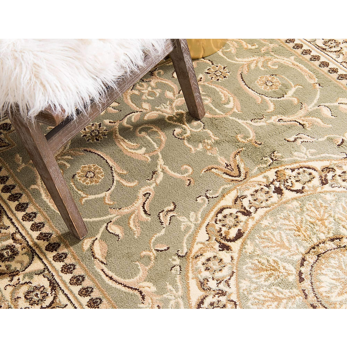 Unique Loom Versailles Collection Traditional Classic Medallion Floral Motif Area Rug (2' 2 x 3' 0 Rectangular, Green/ Ivory)