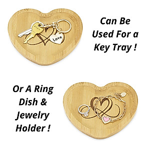 Heart Shaped Spoon Rest Large Engraved Bamboo Wood for Kitchen Utensils Wooden Vintage Country Tray Protects Countertop Fits Spoonful of Love Spoon