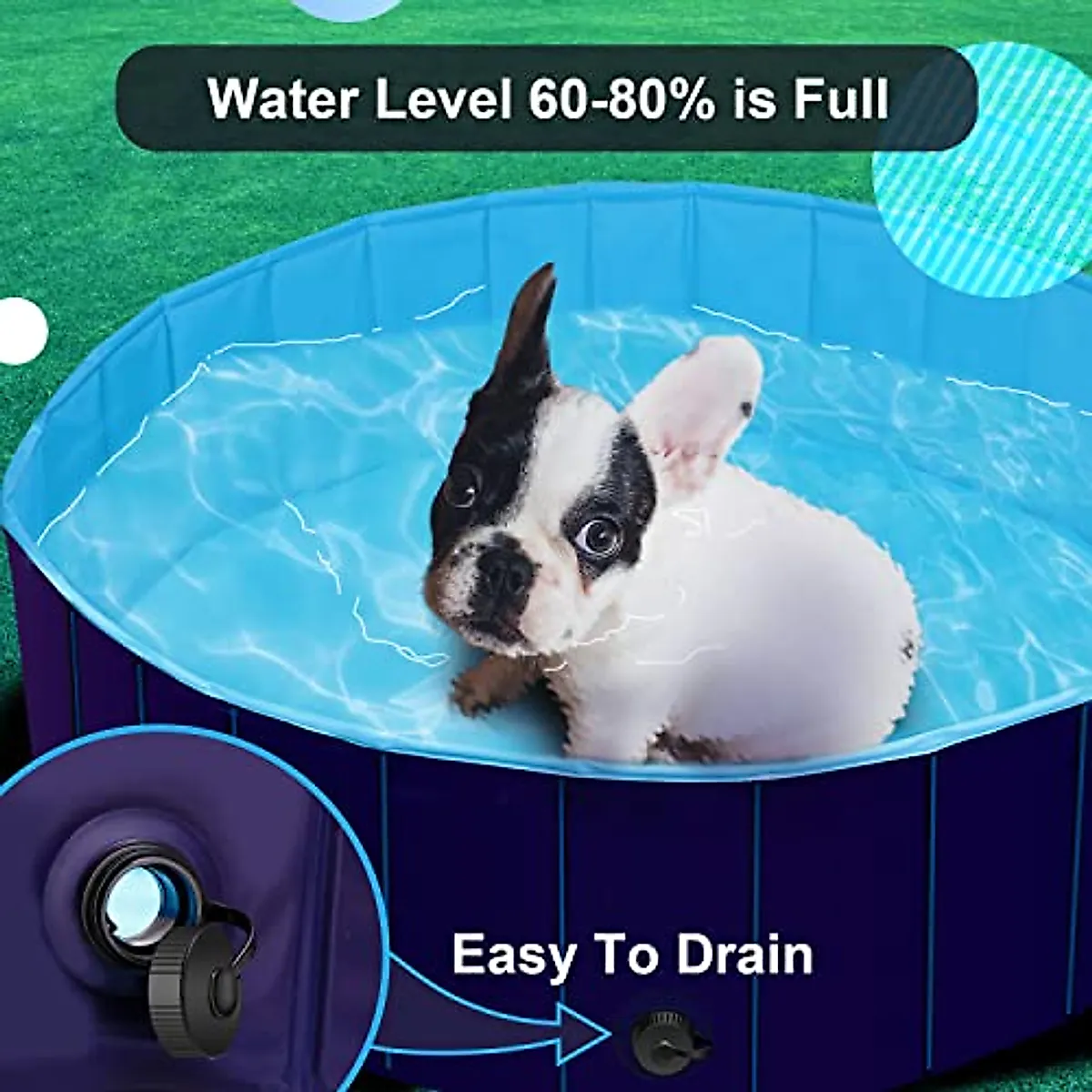 47 inch Large Dog Swimming Pool,Foldable Dog Pool Collapsible Hard Plastic Dog Swimming Pool Portable Bath Tub for Kids Dogs and Cats Pet Wading Pool for Indoor and Outdoor