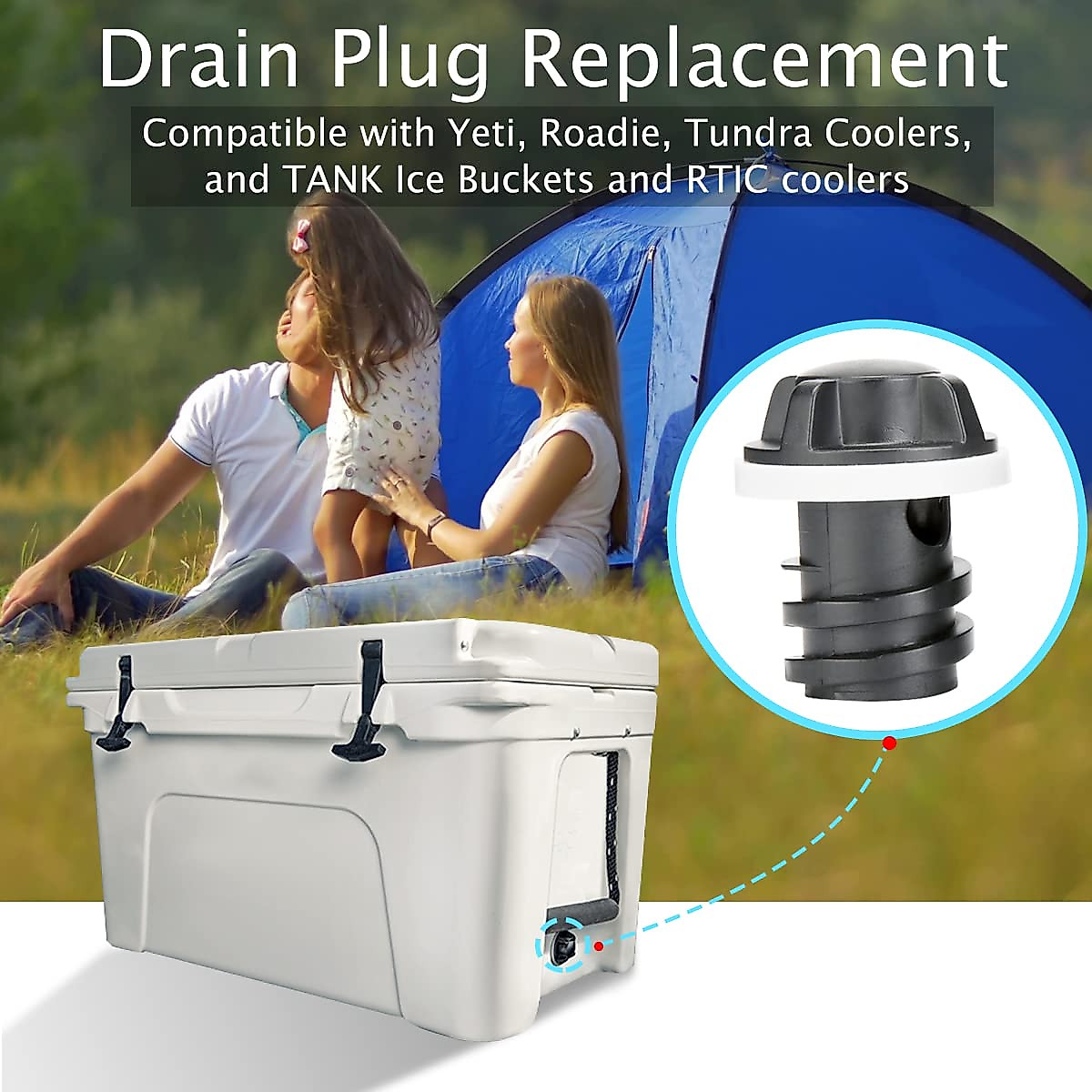 2 Pack Cooler Drain Plugs,Leak-Proof Design Cooler Plug Replacement Plug Fit for YETI Tundra Coolers & Roadie Coolers and RTIC Coolers Accessories