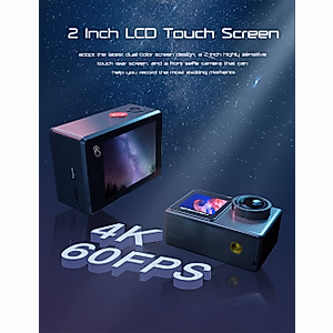 Apexcam 24MP 4K Action Camera EIS Touch Screen 40M Waterproof Underwater Camera, Wide Angle Dual Screen Camera for Vlog(External Mic,Remote Control, Charger and Helmet Accessories)…