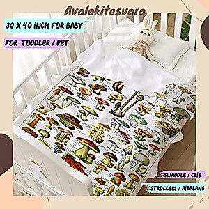 Avalokitesvara Vintage Edible Mushroom Flannel Blanket Super Soft and Warm for Bed Couch Sofa 80x60 Inch Twin Blanket for Adult
