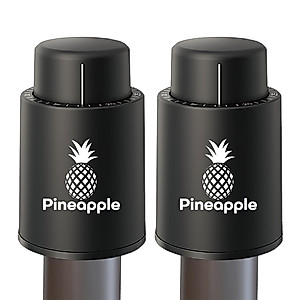 Pineapple [2 PACK] Wine Stopper Vacuum Pump, Reusable Wine Bottle Saver, Wine Preserver Cork for Wine, Champagne, Gifts, Accessories