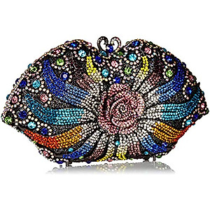 MOSSMON Formal 3D Flower Rhinestone Crystal Clutch Evening Wedding Bag For Women