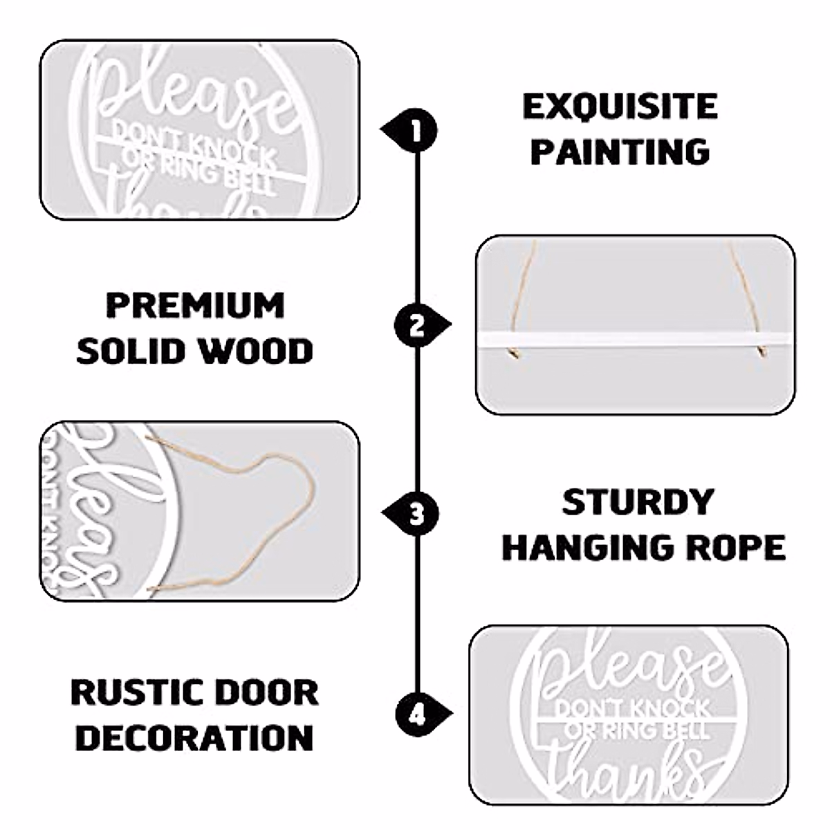 Please Do Not Knock Or Ring Doorbell Sign No Soliciting Sign for House Wood Do Not Disturb Door Hanger Sign Funny Office Door Signs Baby Sleeping Sign No Stranger Hanging sign Go Away Farmhouse Decor