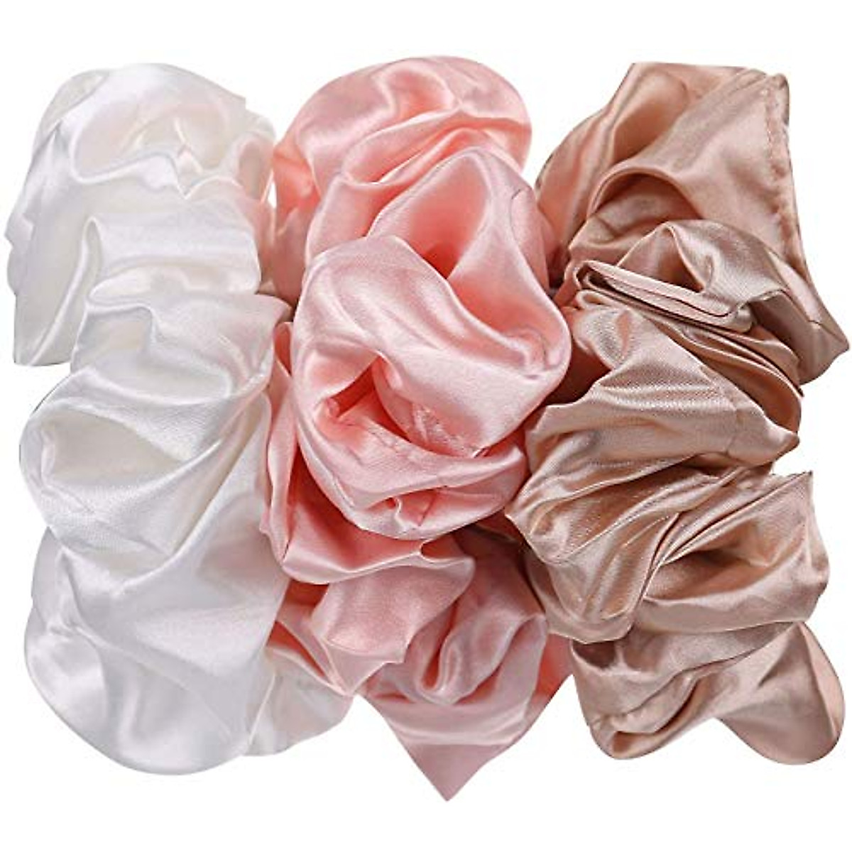 6 Pieces Satin Silk Scrunchies for hair, Big Hair Scrunchies Satin Hair Ties Ponytail Holder No Hurt Your Hair