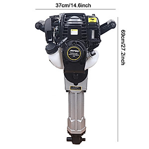 4 Stroke 1200W Gas Powered Demolition Hammer 37.7cc Heavy Duty Concrete Breaker 8500RPM Jack Hammer Demolition Drills with Flat Chisel Bull Point Chisel