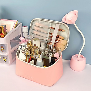 Meiyuuo Makeup Bag Cosmetic Bags Small for Women Ladies Zipper Pouch Makeup Organizer Waterproof Cute (Light Pink)