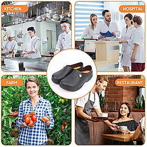 phurnit Black Non Slip Work Shoes for Women Men - Slip Resistant Waterproof Oil-Proof Comfortable Chef Shoes Best Shoes for Standing All Day Easy to Clean Hospital Nursing Black Work Shoes Men Women