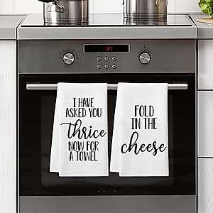 Saukore Fold in The Cheese Kitchen Towels, 2 Pack Waffle Weave Dish Towels TV Show Merchandise Gift, Funny Bathroom Hand Towels, Birthday Christmas Housewarming Gifts for SC Fans