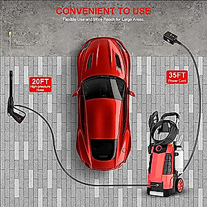 mrliance Electric Pressure Washer 1.9GPM Power Washer 1800W High Pressure Washer Cleaner Machine with 5 Interchangeable Nozzle & Hose Reel, Best for Cleaning Patio, Garden,Yard