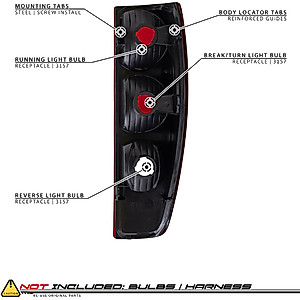 EPIC LIGHTING AMOE Style Halogen Tail Lights Lens & Housing Only Assembly Replacement for CHEVROLET GMC ISUZU 04-12 Colorado Canyon 06-08 Pickup [ GM2800164 GM2801164 25821848 25821849 ] Pair