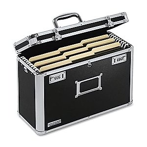Vaultz File Organizer Storage Box - 14 x 7.25 x 12 Inch Legal Size, Portable Locking Storage Totes with Dual Combination Locks for Filing Office Documents - Black
