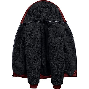 Little Beauty Men Hoodies Full Zip Up Jacket Fleece Sherpa Lined Heavyweight Sweashirts Winter