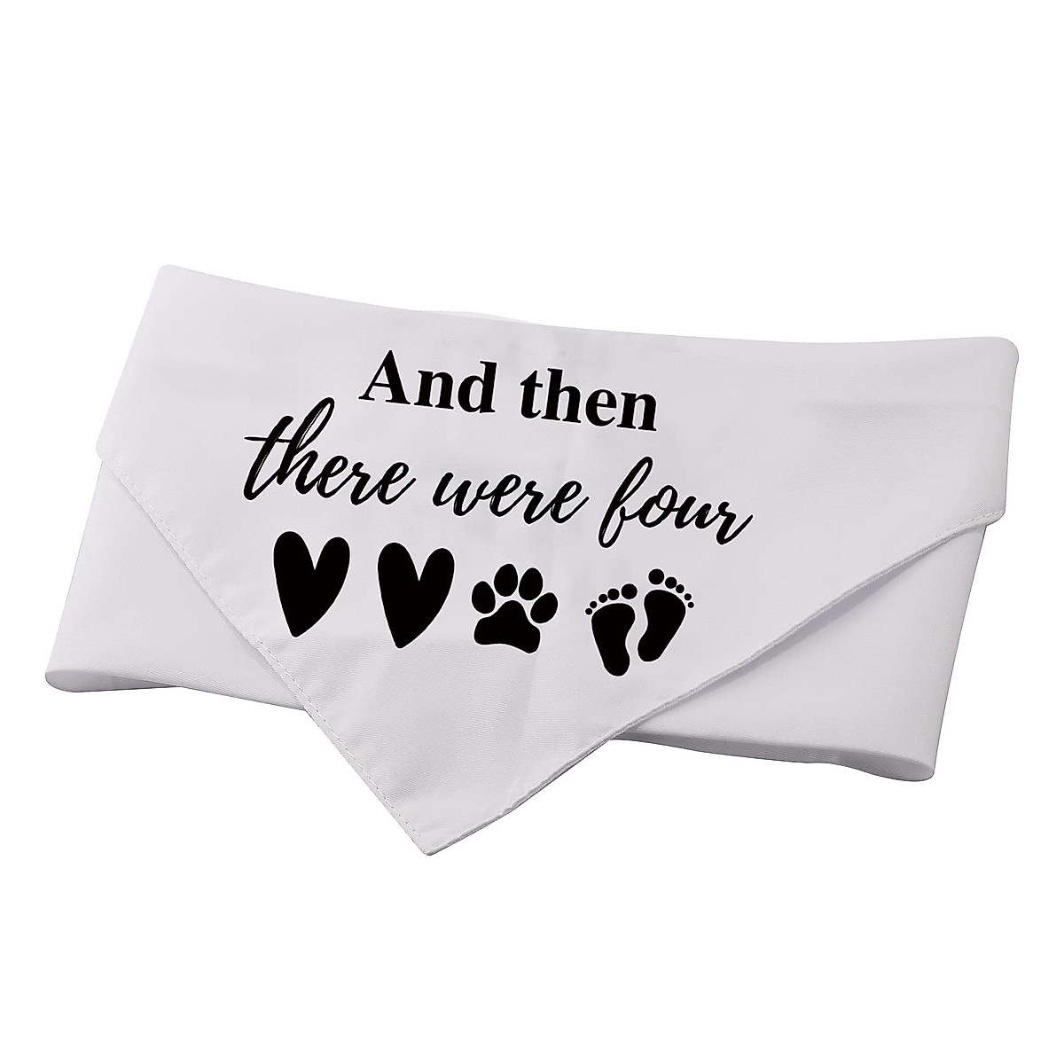 PWHAOO 1 Piece Baby Announcement Dog Bandana And Then There Were Four Dog Bandana New Baby Gift Pregnancy Gift (Were Four white)