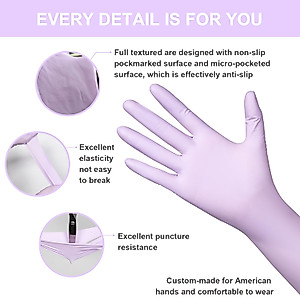 FINITEX Nitrile Disposable Latex Free Gloves Purple - 5mil 100PCS/Box Latex Free Powder Free 12inch Gloves Guantes de Nitrilo Cleaning Medical Exam Food Cooking Gloves (Medium, Box of 100)