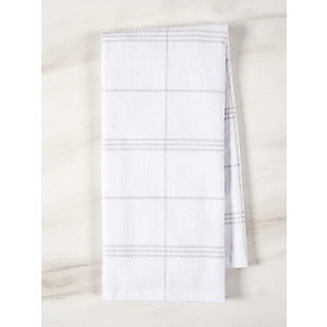 KAF Home Marseilles Reversible Terry Kitchen Towels - Set of 3-100% Cotton (Drizzle Gray)