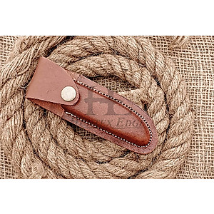 HUNTEX Custom Handmade Hand-Forged Twist Pattern Damascus Steel 4 Inch Long Natural Rosewood Handle Razor Sharp Hunting Camping Folding Pocket French Lagouli Knife with Genuine Leather Pouch