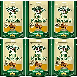 GREENIES PILL POCKETS Capsule Size Natural Dog Treats with Chicken Flavor, (6) 7.9 oz. Packs (180 Treats)