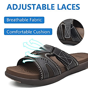 COFACE Mens Sport Recovery Sandals Plantar Fasciitis Soft Cushion Lightweight Orthotic Slides for Men Brown Size 7