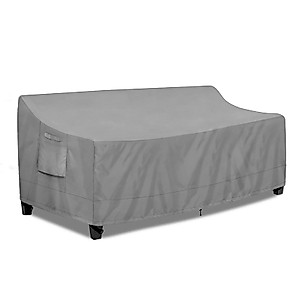 PureFit Outdoor Couch Cover Waterproof Patio Sofa Furniture Covers, 3-Seater Outdoor Cover with Air Vent and Handles, 85W x 35D x 35H Inches, Gray
