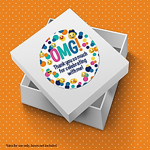 Emoji Birthday Party Sticker Labels, 40 2" Party Circle Stickers by AmandaCreation, Great for Party Favors, Envelope Seals & Goodie Bags