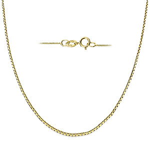 Everyday Elegance Solid 14K Yellow Gold Box Link Chain Necklace for Women | Square Box Chain Design | Spring Ring Clasp | 0.60mm Thickness | 14 Inch Length | With Gift Box