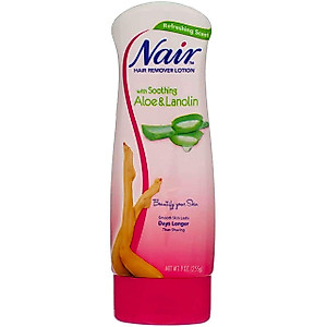 Nair Hair Remover Lotion For Legs & Body Aloe & Lanolin 9 oz (Pack of 4)