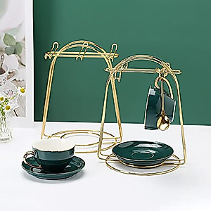 Rack Display Stand Service for Tea Cups, Gold Nordic Home Kitchen Tabletop Coffee Mug Holder, 4Cups Coffee Mugs & Tea Cup Storage Rack, Coffee Counter Bar Accessory & Kitchen Organizer Rack Type A