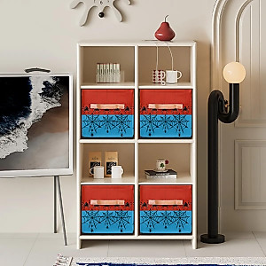 Storage Basket, Kids Toys Bin, Books Shelf Basket, Red Blue Color Spider Web Happy Halloween Clothes Towel Storage Bin for Nursery, Gift Basket, Pet Basket