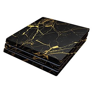 MightySkins Skin Compatible with Sony PS4 Pro Console - Black Gold Marble | Protective, Durable, and Unique Vinyl Decal wrap Cover | Easy to Apply, Remove, and Change Styles | Made in The USA