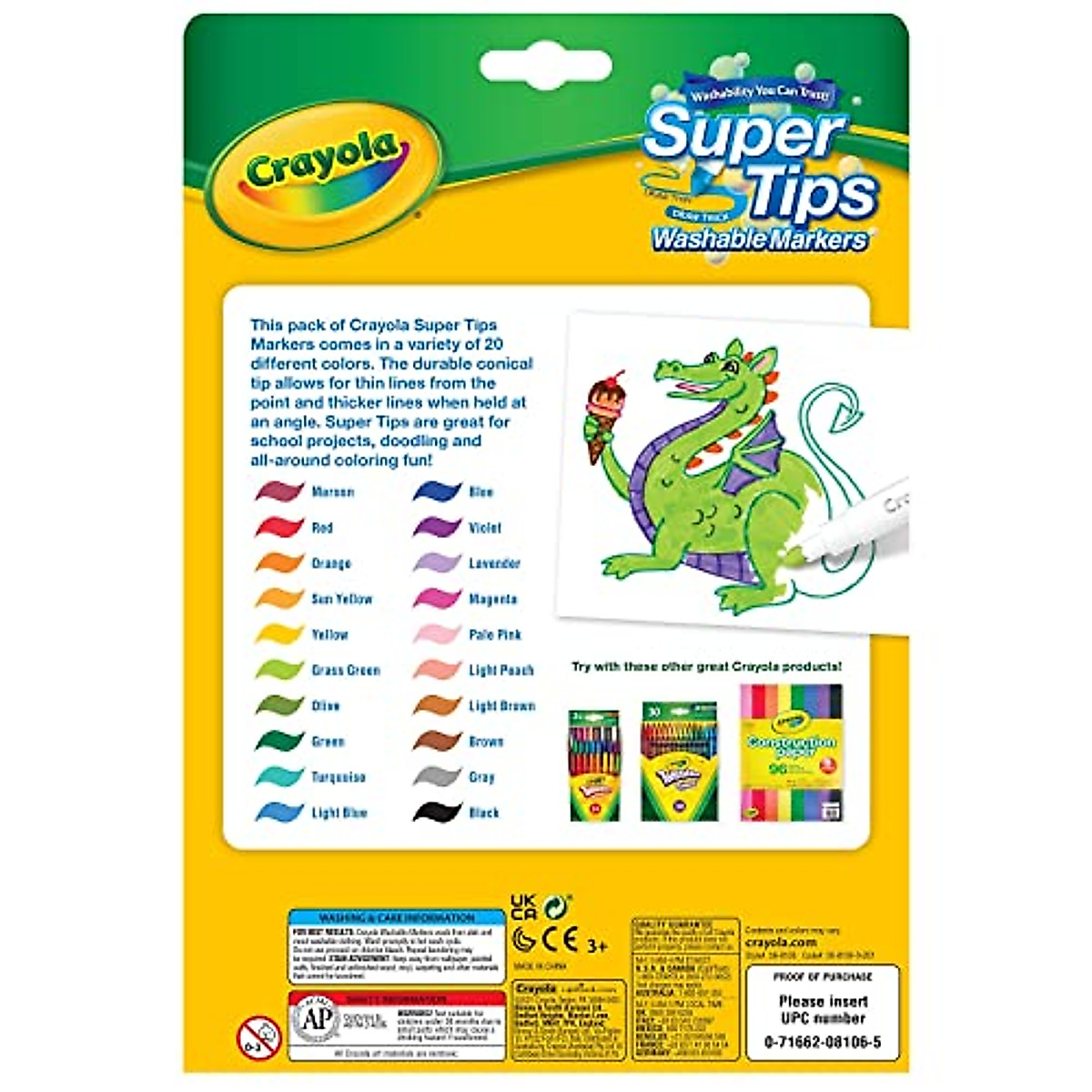 Crayola Super Tips Markers, Coloring Book Markers, 20 count