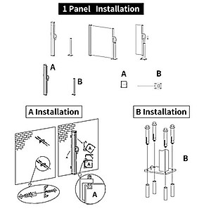 sunseen Side Awning Retractable Patio Awning Folding Screen Fence Privacy Wall Corner Divider Indoor Room Divider Garden Outdoor Sun Shade Wind Screen with Steel Pole (L 118” x H 63”, Beige)