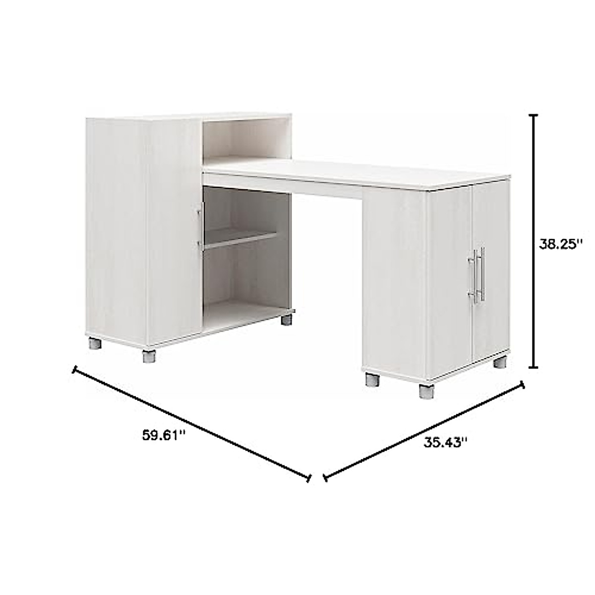 SystemBuild Evolution Camberly Hobby & Craft Desk w/Storage Cabinet in Ivory Oak
